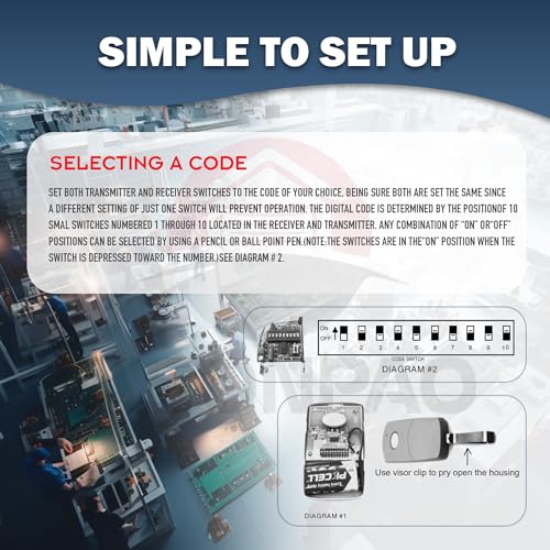 1 for Multicode Gate Opener Remote 3089 MCS308911,3060 MCS306010,3070 MCS307010 Garage Door Opener 3-Years-Warranty