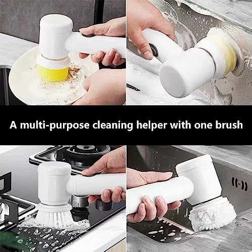 Sentmoon Clearance Cordless Electric Cleaning Brush, Electric Spin Scrub-BER with 5 Brush Heads, Power Scrub-BER, Rechargeable Cleaning Tools for Bathroom Wall Kitchen Tile Window Sink