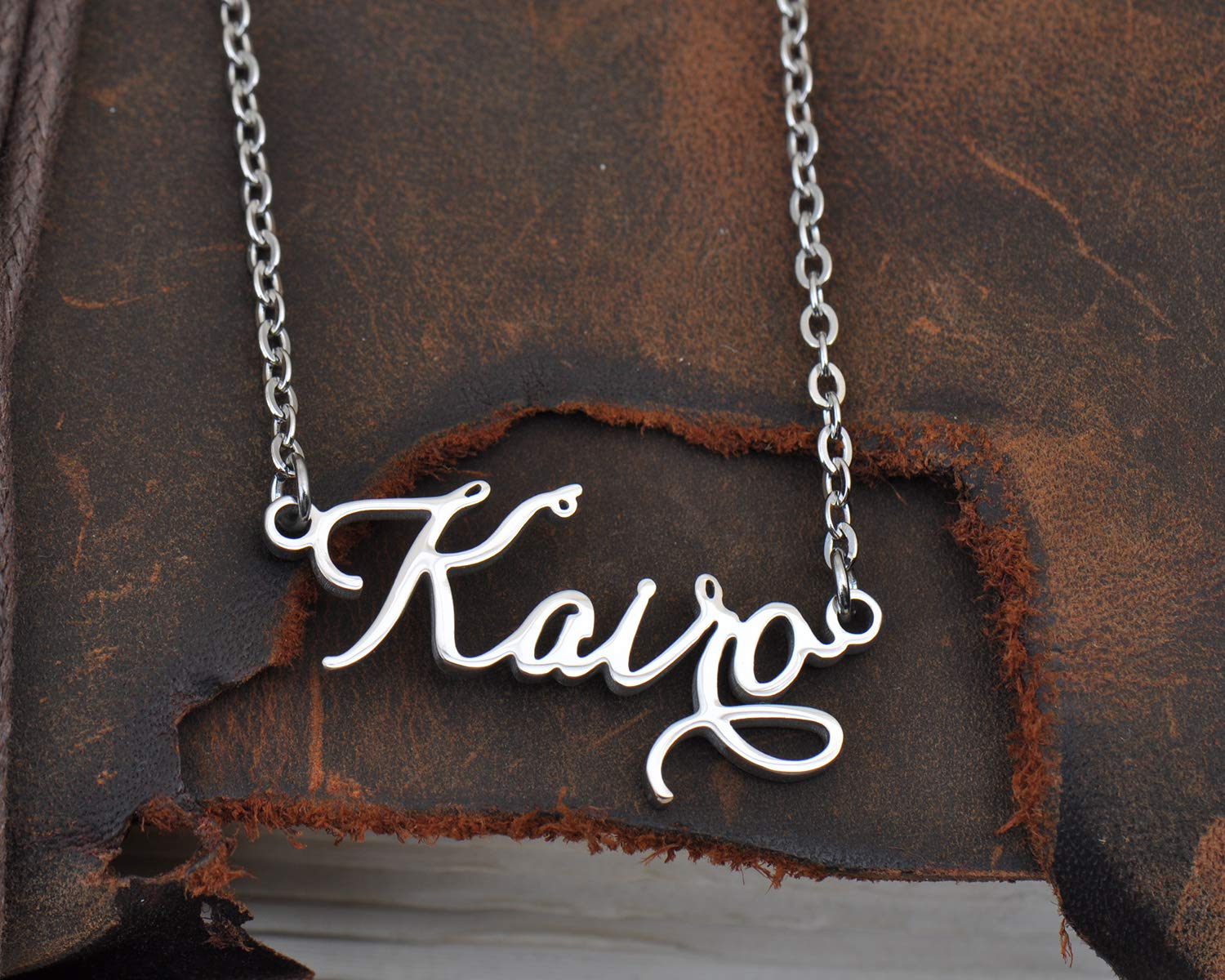 A Missing Dog Cobi Name Necklace Custom Personalized Name Plate Jewelry for Birthday