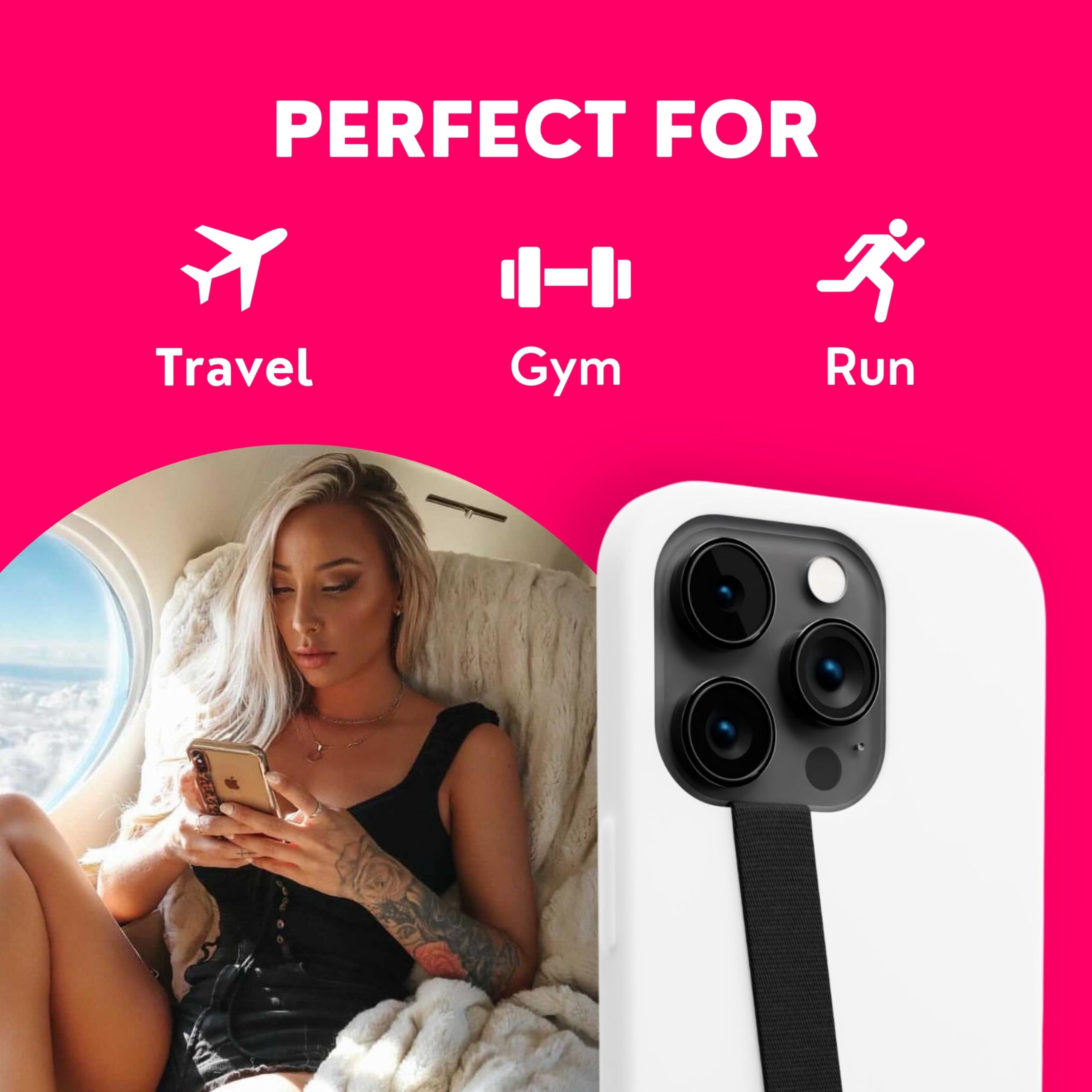 Phone Loops: Non-Elastic Phone Grip, Phone Strap, Phone Holder for Hand - Small, Light and Discreet Phone Loop Cell Phone Holder for Hand - Phone Finger Holder