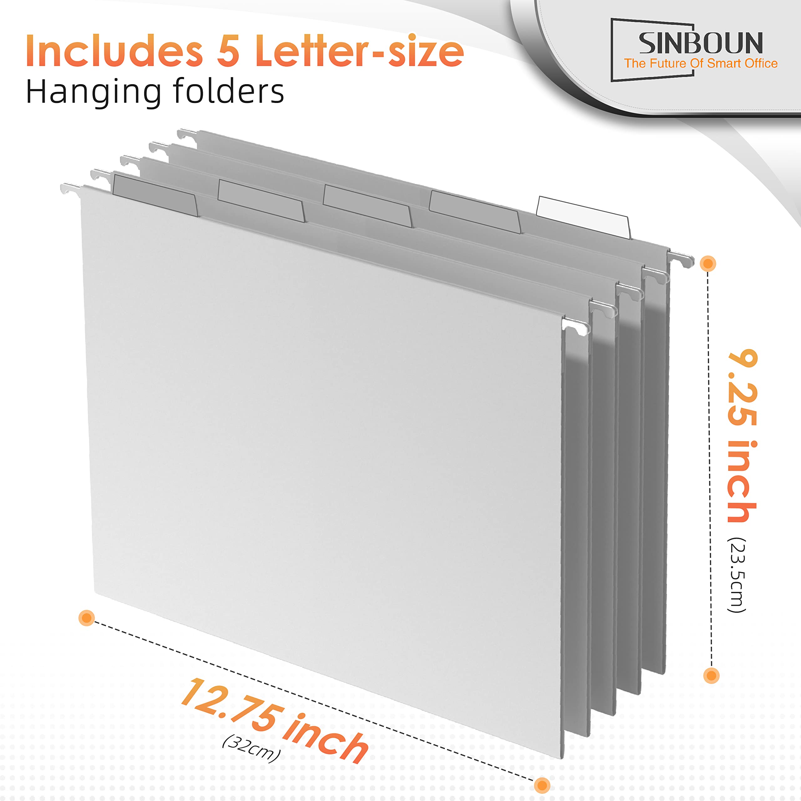 Sinboun Hanging File Organizer Letter-Size File Holder Filing Box Includes 5 Hanging Folders - Metal Mesh Magazine Book Letter Storage Cabinets File Cart for Office Home School, No Assembly Required