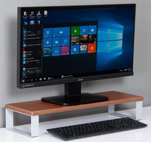 INVISIBLE BED Sturdy Engineered Wood Heavy-Duty Monitor Riser Stand On Desk/Table (23.42 X 8.26 X 4.64 in) X-Small Canadian Walnut