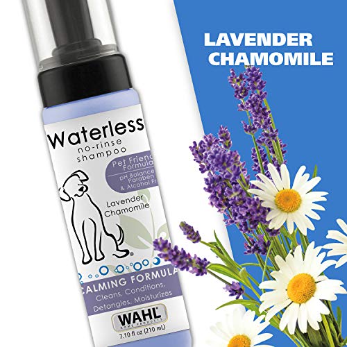 Wahl Pet Friendly Waterless No Rinse Shampoo for Animals β Lavender & Chamomile for Cleaning, Conditioning, Detangling, & Moisturizing Dogs, Cats, & Horses β 7.1 Oz - Model 820014A