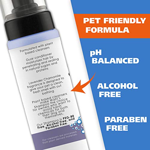 Wahl Pet Friendly Waterless No Rinse Shampoo for Animals β Lavender & Chamomile for Cleaning, Conditioning, Detangling, & Moisturizing Dogs, Cats, & Horses β 7.1 Oz - Model 820014A