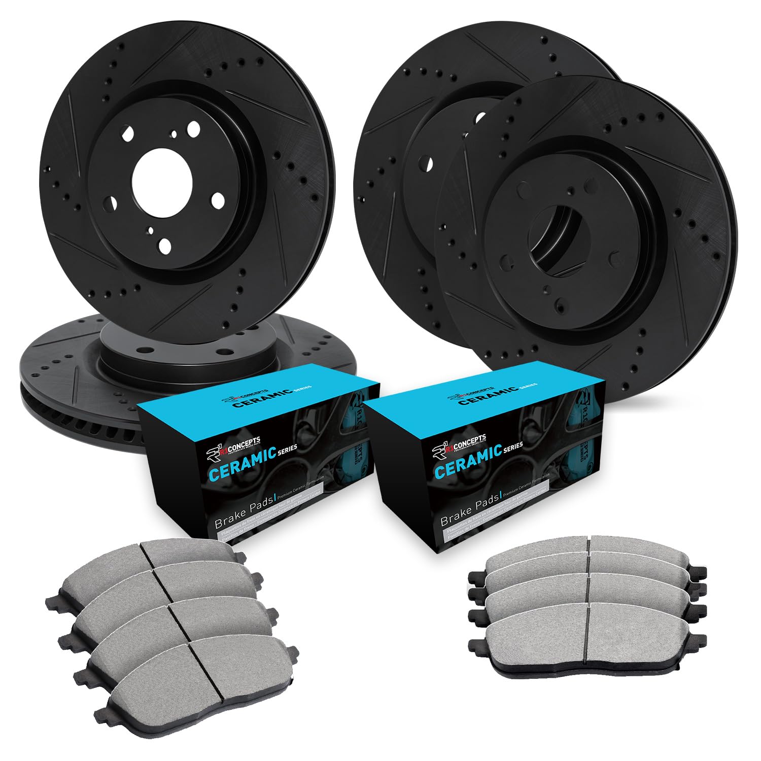 R1 Concepts Front Rear Brakes and Rotors Kit |Front Rear Brake Pads| Brake Rotors and Pads| Ceramic Brake Pads and Rotors|fits 2013-2022 INFINITI JX35, QX60; Nissan Murano, Pathfinder