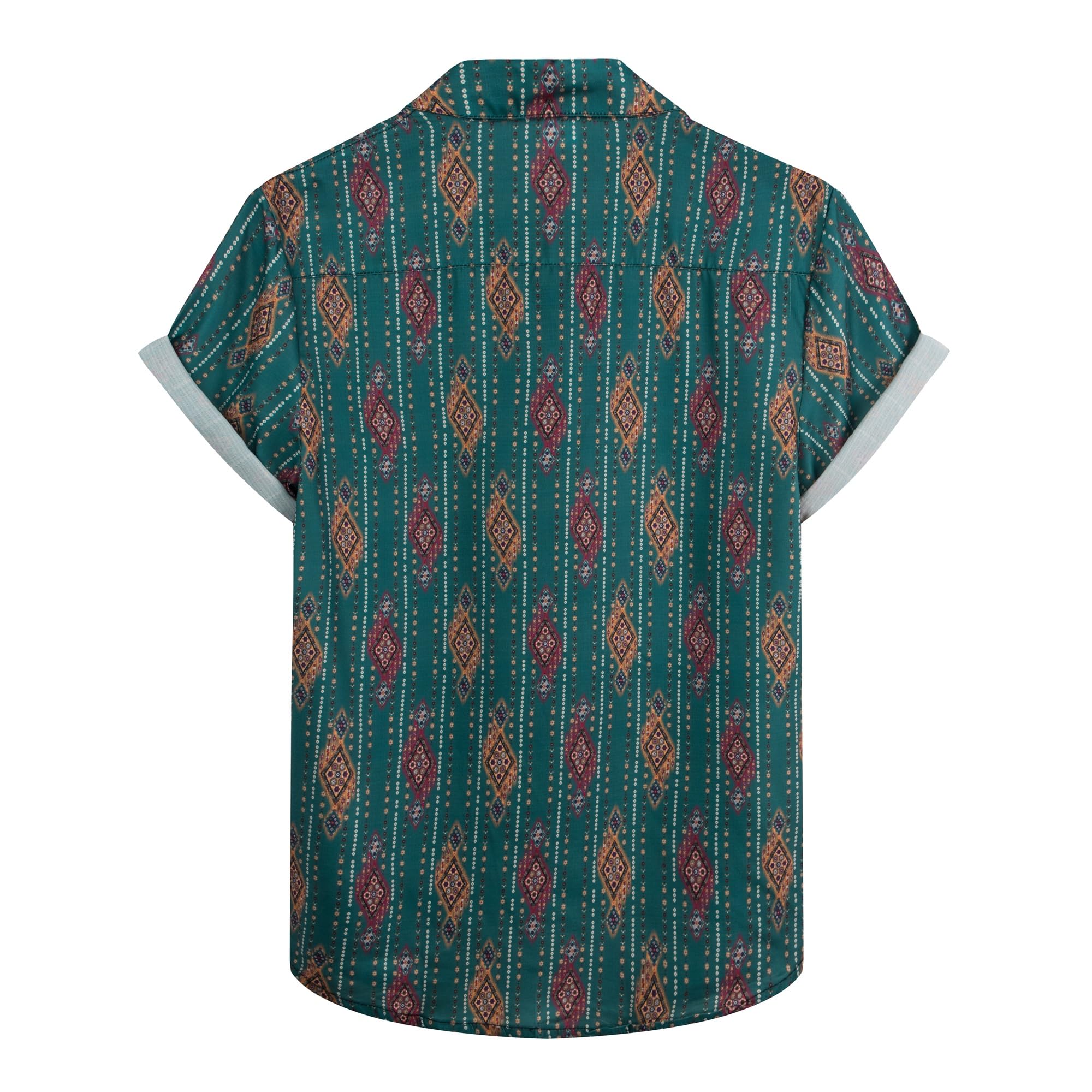 CONGJI Mens Casual Button Down Shirts Hawaiian Shirts Short Sleeve Button Down Beach Shirts (Green, L)