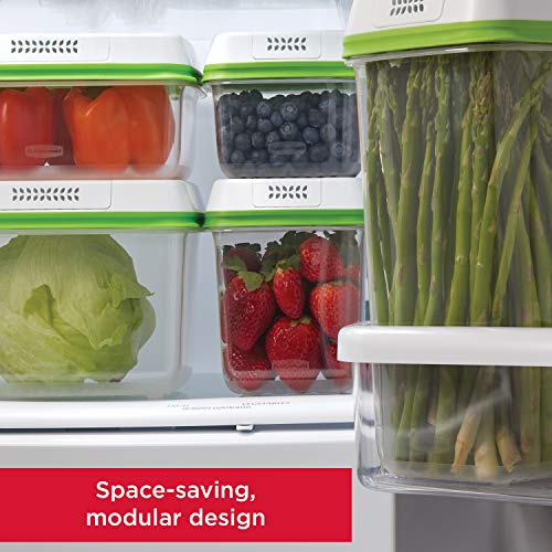 Rubbermaid 6-Piece Produce Saver Containers for Refrigerator with Lids for Food Storage, Dishwasher Safe, Clear/Green