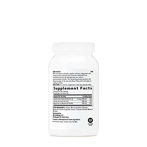 GNC Coral Calcium 400mg with Magnesium and Vitamin D3, 180 Capsules, Supplies Calcium and Magnesium for Healthy Bones and Teeth