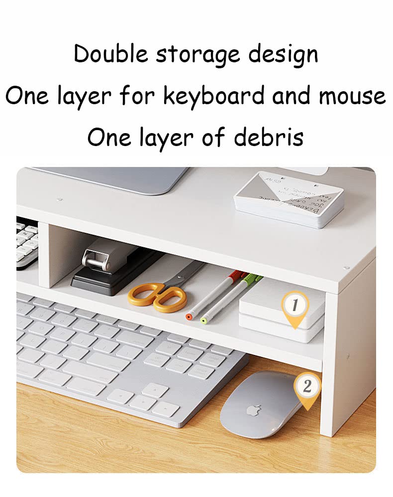 LITAITAI Monitor stand riser, Monitor Riser, three-tier shelf, large-capacity storage, elegant pearl white, Computer Monitor Stand, suitable for many occasions.