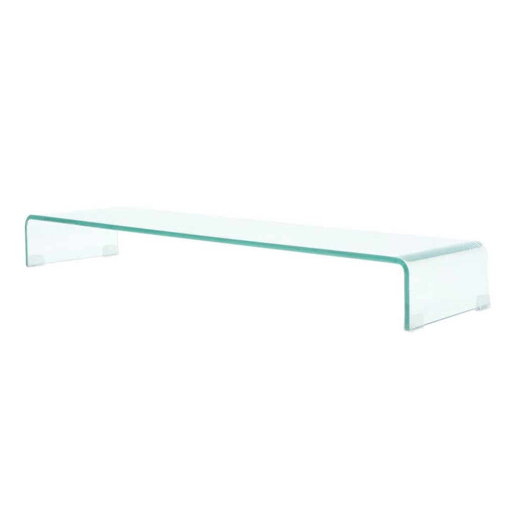 Festnight Clear Tempered Glass Corner TV Stand Computer Monitor Riser for Living Room Home Office Furniture (39.4" x 11.8" x 5.1")