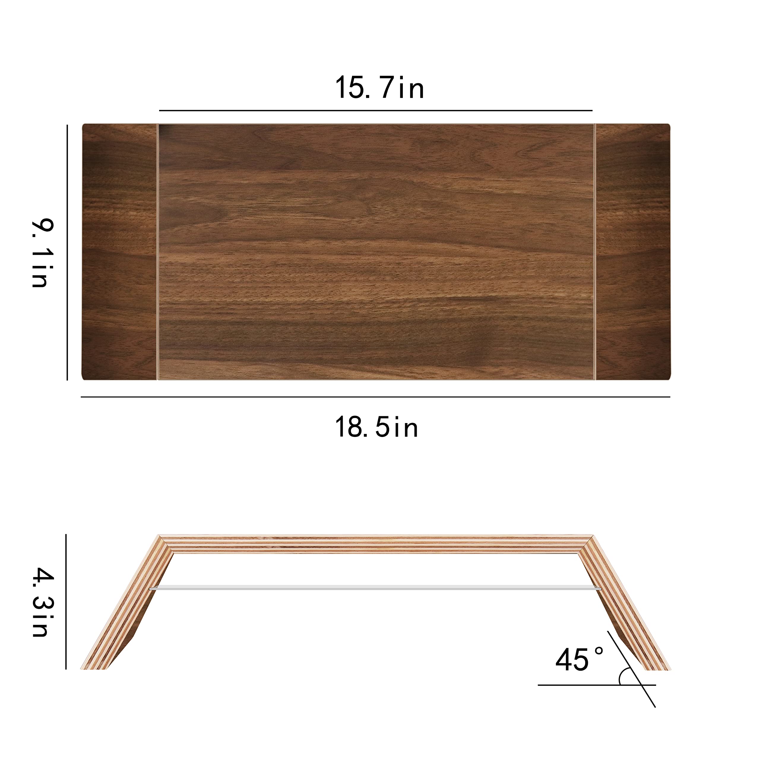 Aothia Monitor Stand Riser, Solid Wood Desktop Stands for Laptop Computer/TV/PC/Printers, Perfect Desk Shelf Organizer with Underneath Storage for Office Accessories(Black Walnut)