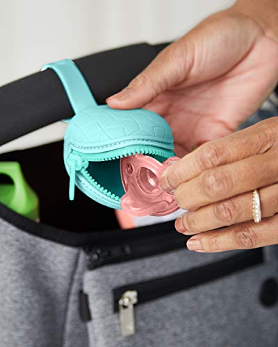 Skip Hop Silicone Pacifier Holder, Grab & Go, Light Teal