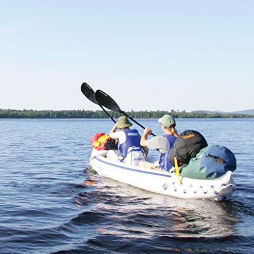 Sea Eagle SE370SK_P 3 Person Blow Up Inflatable Lightweight Rugged Portable Sport Tandem Kayak Canoe Including Back Seats and Bag, White/Blue