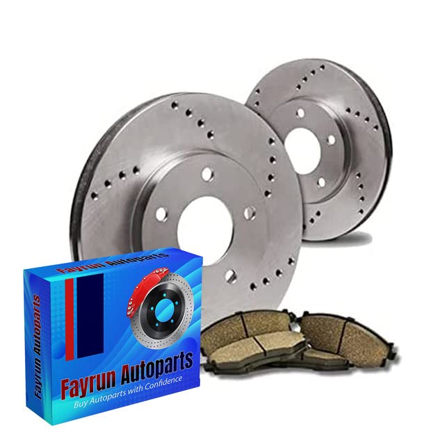 (Rear Brake Kit)(High-End Series)(2 Cross-Drilled Disc Brake Rotors + 4 Ceramic Brake Pads)