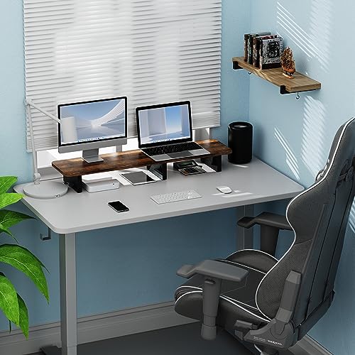 ErgoFocus Large Wood Monitor Stand, 39-inch Long Dual Monitor Riser with Storage Space