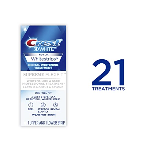 Crest 3D Whitestrips, Supreme Flexfit, Teeth Whitening Strip Kit, 42 Strips (21 Count Pack)