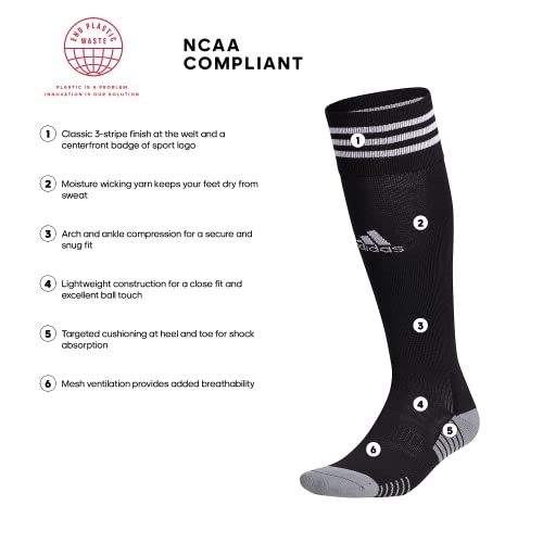 adidas Copa Zone Cushion 4 Soccer Socks (1-Pair), Black/White, Medium