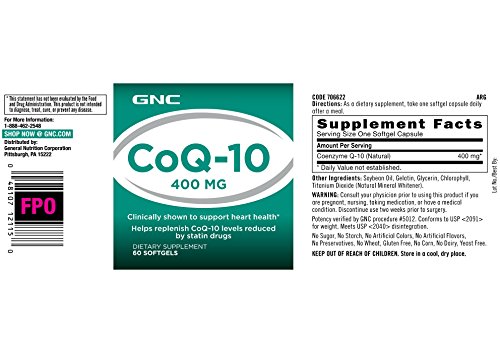 GNC CoQ-10 400mg, 60 Softgels, Supports Heart Health