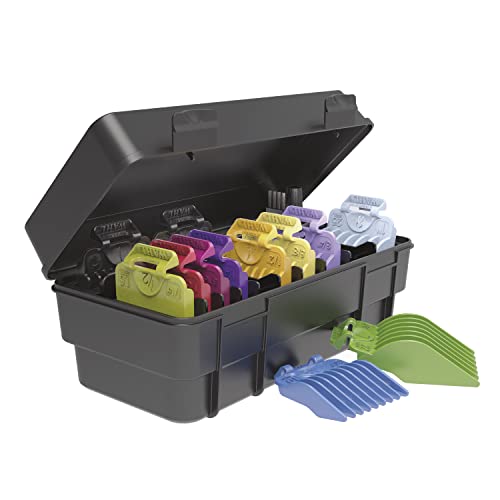 Wahl Clipper Genuine Attachment Guard Organization Kit with Color Pro Colored Hair Clipper Guide Combs, 14 Piece Premium Storage Kit for Wahl Hair Clippers, Multicolor - 3291-100