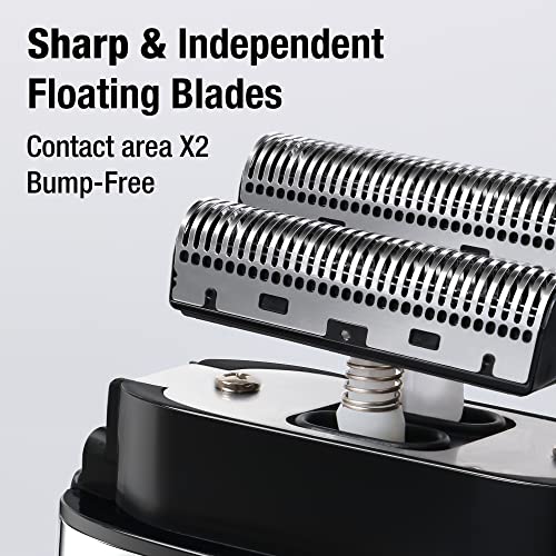 SUPRENT Professional Double Foil Shaver for Barbers,Electric Rechargeable Balding Head Shaver for Men,Bump-Free Shaving with 2 Replacement Shaver Head,Barber Supplies,120Min Runtime,IPX6 Washable