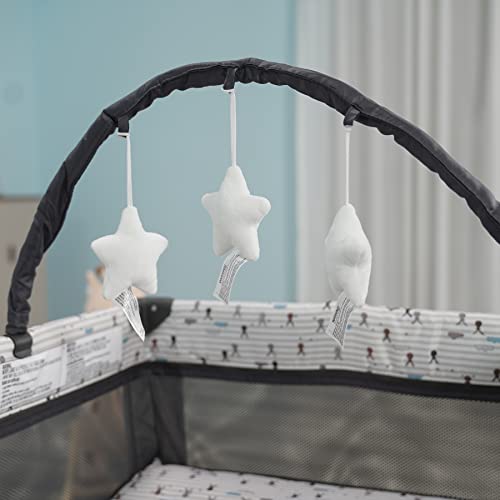 Pamo Babe Portable Playard,Sturdy Play Yard with Mattress and Toy bar with Soft Toys (Grey)…