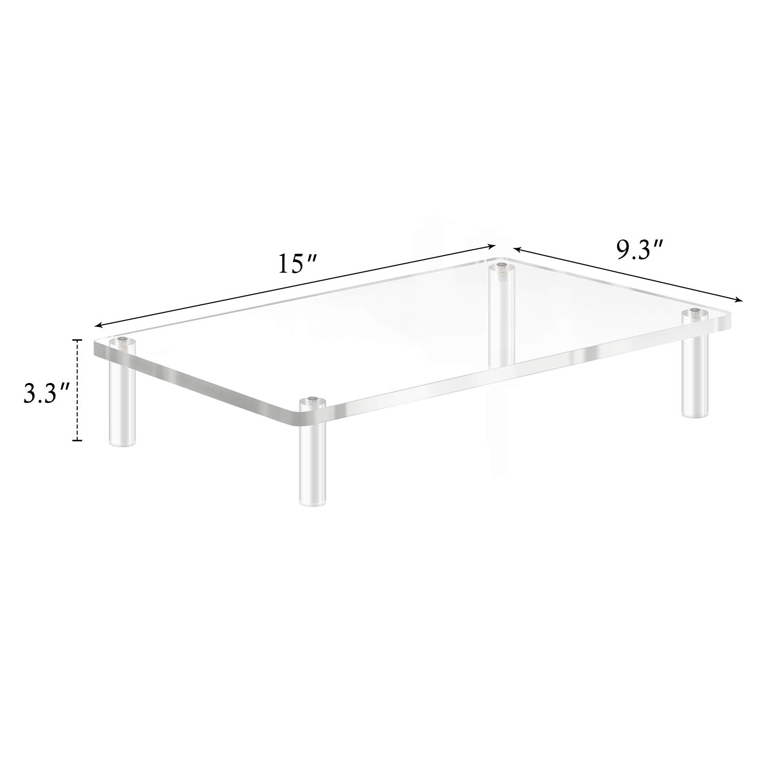 Yestbuy Acrylic Monitor Stand Riser, Clear Computer Monitor Riser, Desktop Organizer Stand for Office Accessories, Printer, Notebook, and All Flat Screen Display, Ergonomic Monitor Riser Stand