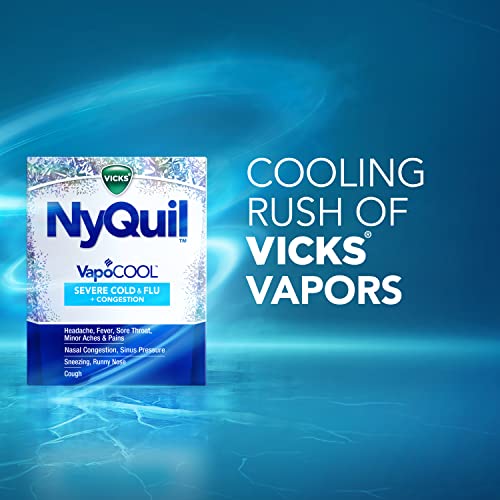 NyQuil SEVERE with Vicks VapoCOOL Cough, Cold & Flu Relief, 24 Caplets - Sore Throat, Fever, and Congestion Relief (Packaging May Vary)