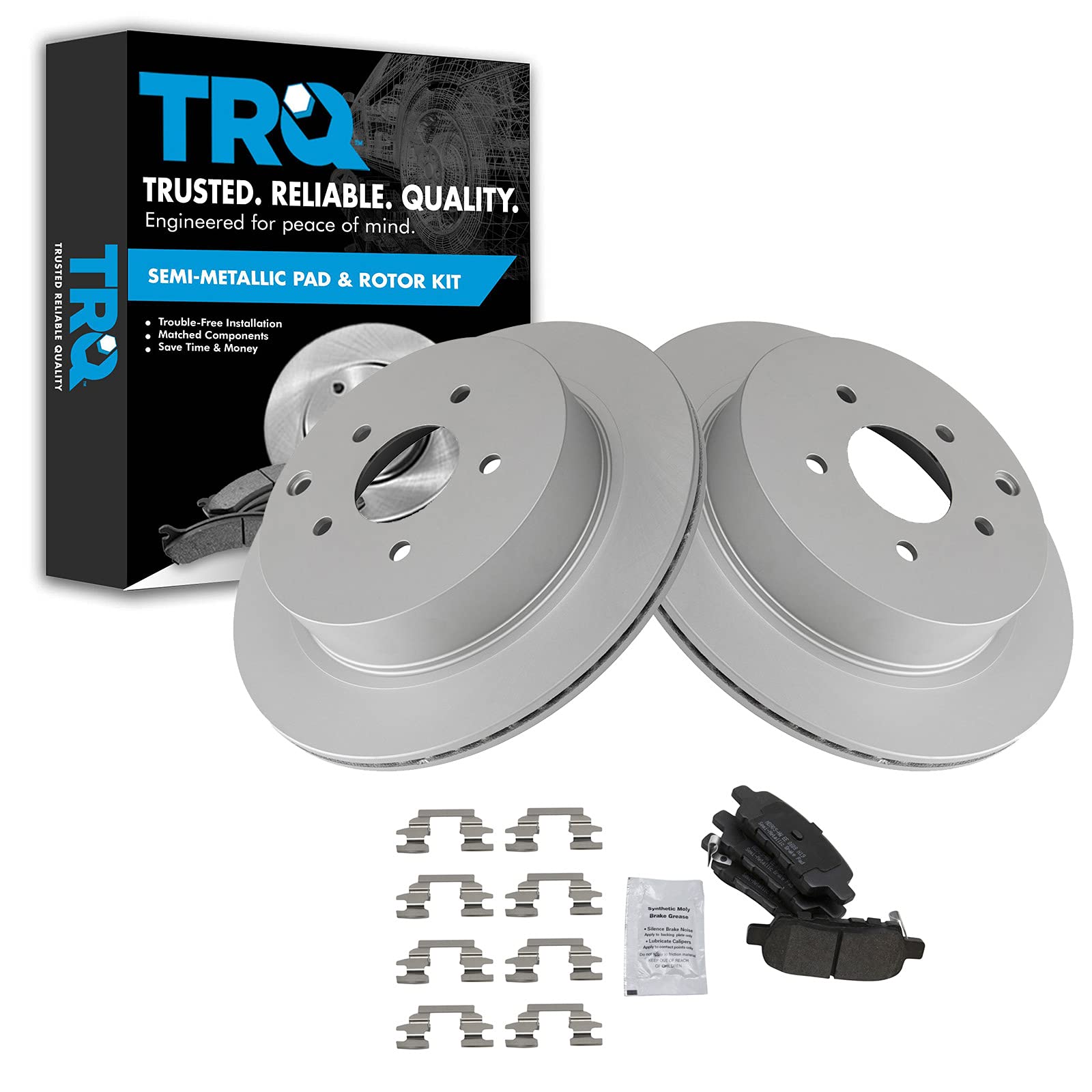 TRQ Rear Metallic Disc Brake Pads & G-Coated Rotors Kit for Infiniti Nissan New