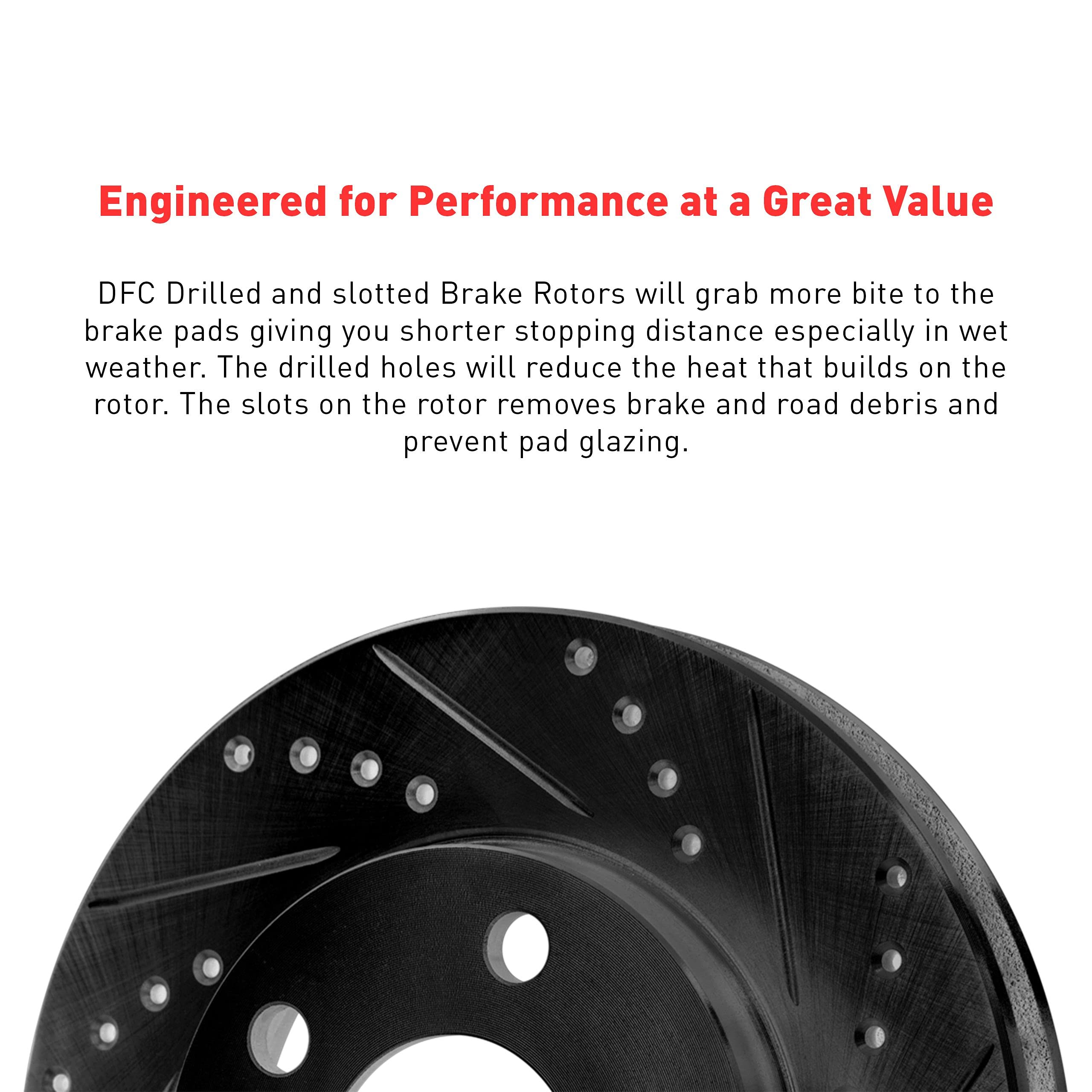 Dynamic Friction Company Front Brake Rotors-Drilled and Slotted-Black with 5000 Advanced Brake Pads includes Hardware 8512-67125