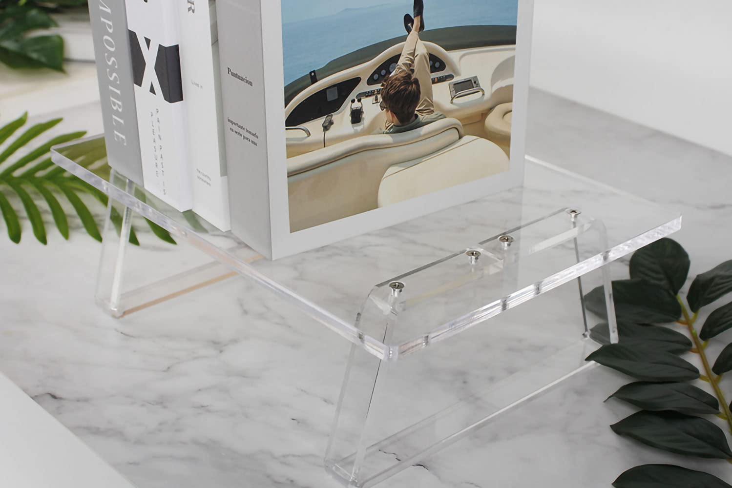 KUAIYU Monitor Stand Riser, Clear Acrylic Computer Monitor Stand,Ergonomic Desk Riser Increases Height By 3.7in - For Laptop, Pc, Notebook, Printer, Computer.