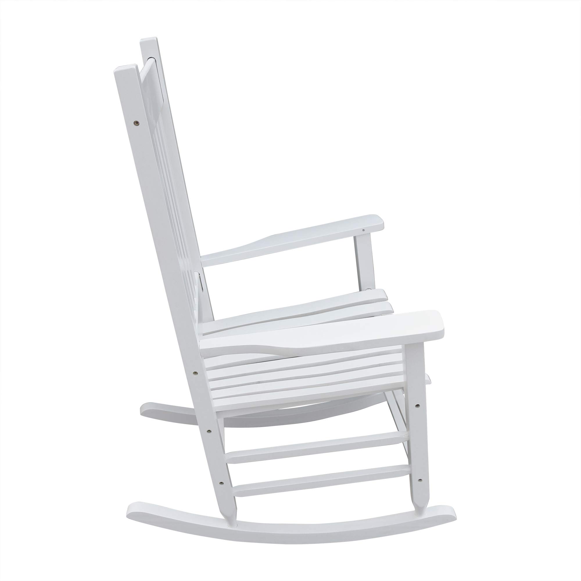 AGaati Solid Hard Wood Rock Chairs Wooden High -Foot Chairs Porch Rock Chairs Solid Wood Comfortable and Wide Seat Safe and Solid Board White Suitable for Balcony Porch