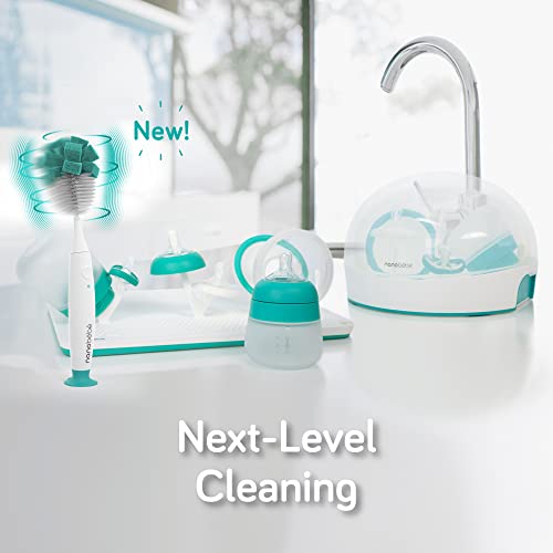 Nanobebe Flexy Silicone Baby Bottles, Anti-Colic, Natural Feel, Non-Collapsing Nipple, Non-Tip Stable Base, Easy to Clean - 3-Pack, Teal, 9 oz