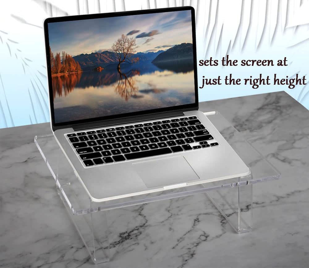 KUAIYU Monitor Stand Riser, Clear Acrylic Computer Monitor Stand,Ergonomic Desk Riser Increases Height By 3.7in - For Laptop, Pc, Notebook, Printer, Computer.