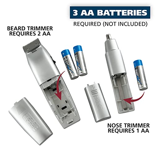 Wahl Mustache and Beard Battery Operated Beard Trimming kit for Mustaches, Beard, Neckline, Light Detailing and Grooming with Bonus Nose & Ear Trimmer β Model 5537-420