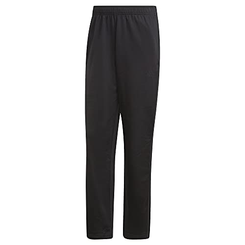 adidas Men's Essentials Warm-Up Open Hem 3-Stripes Tracksuit Bottoms, Black/Black, Small