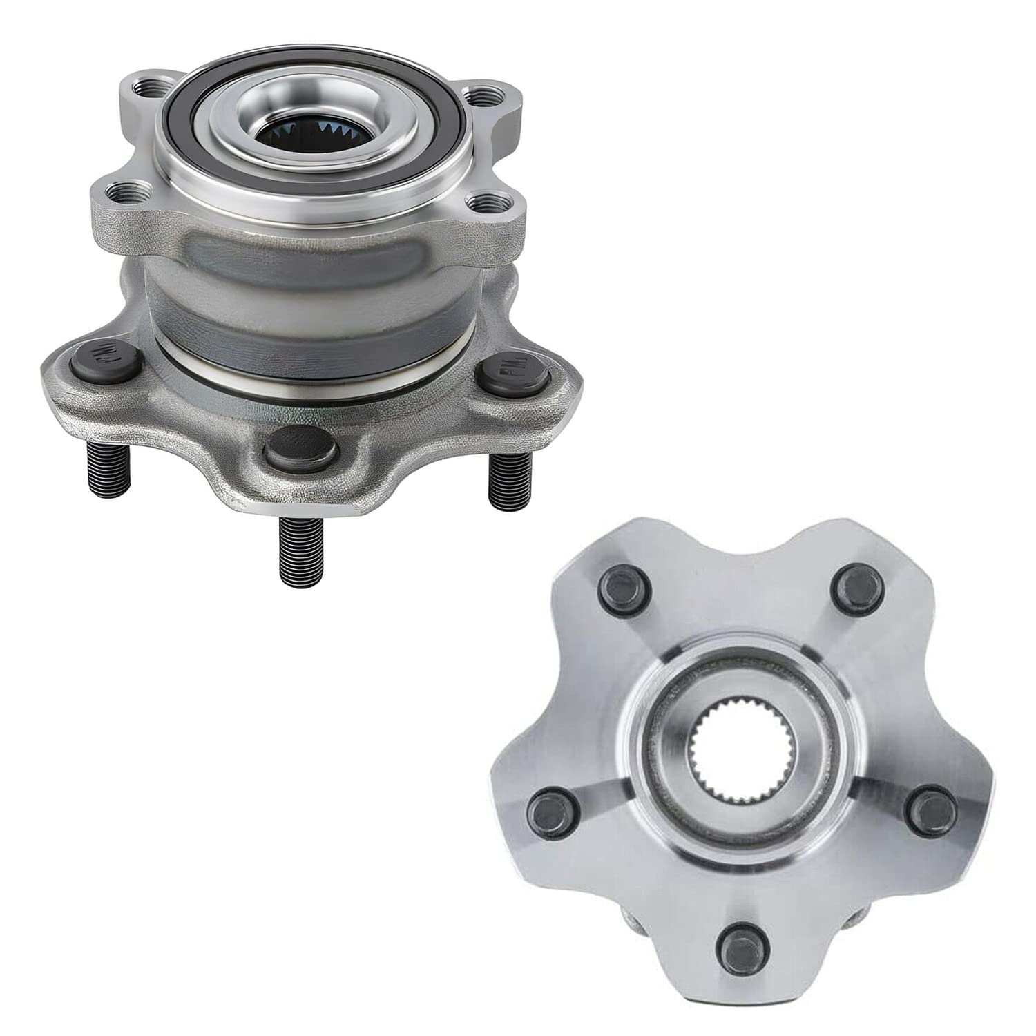 Detroit Axle - AWD Rear Disc Brake Rotors Ceramic Pads + Wheel Bearing Hubs Replacement for Infiniti JX35 QX60 Nissan Pathfinder Murano