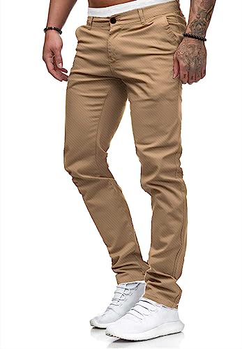 ALLABREVE Men's Chinos Casual Dress Pants Slim Fit Skinny Stretch Flat-Front Lightweight Comfort Slacks (Khaki 34)