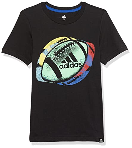 adidas Boys' Short Sleeve All Sport Tee, Black with Multicolor, X-Large (18/20)