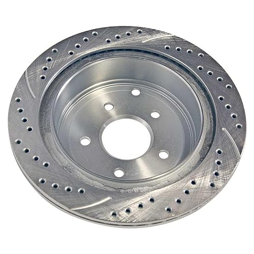 2pcs Disc Brake Rotor Set Rear Side Silver Zinc Plated Performance Drilled and Slotted PR41350DSZPR
