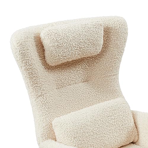 FEELLE Upholstered Nursery Rocking Chair - Comfy Modern Rocking Chair with Padded Seat, High Backrest, and Armrests for Living Room Bedroom Offices (Beige)