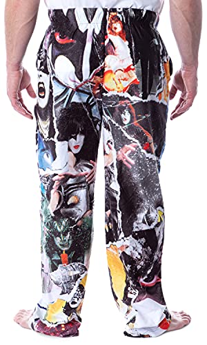 KISS Men's Rock Band Magazine Rip Photo Art Adult Loungewear Pajama Pants (Medium) Multi