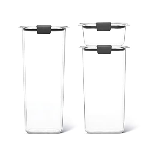 Rubbermaid 6-Piece Brilliance Food Storage Containers for Pantry with Lids for Flour, Sugar, and Pasta, Dishwasher Safe, Clear/Grey