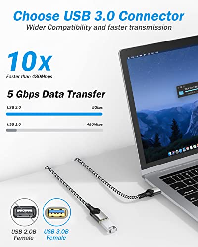 HNDJTY USB Extension Cable 3.3FT,USB Extender,USB 3.0 Extension Cable, Male to Female Cord High Data Transfer Compatible with Webcam,USB Keyboard,Flash Drive,Hard Drive,Printer, Oculus VR, Xbox