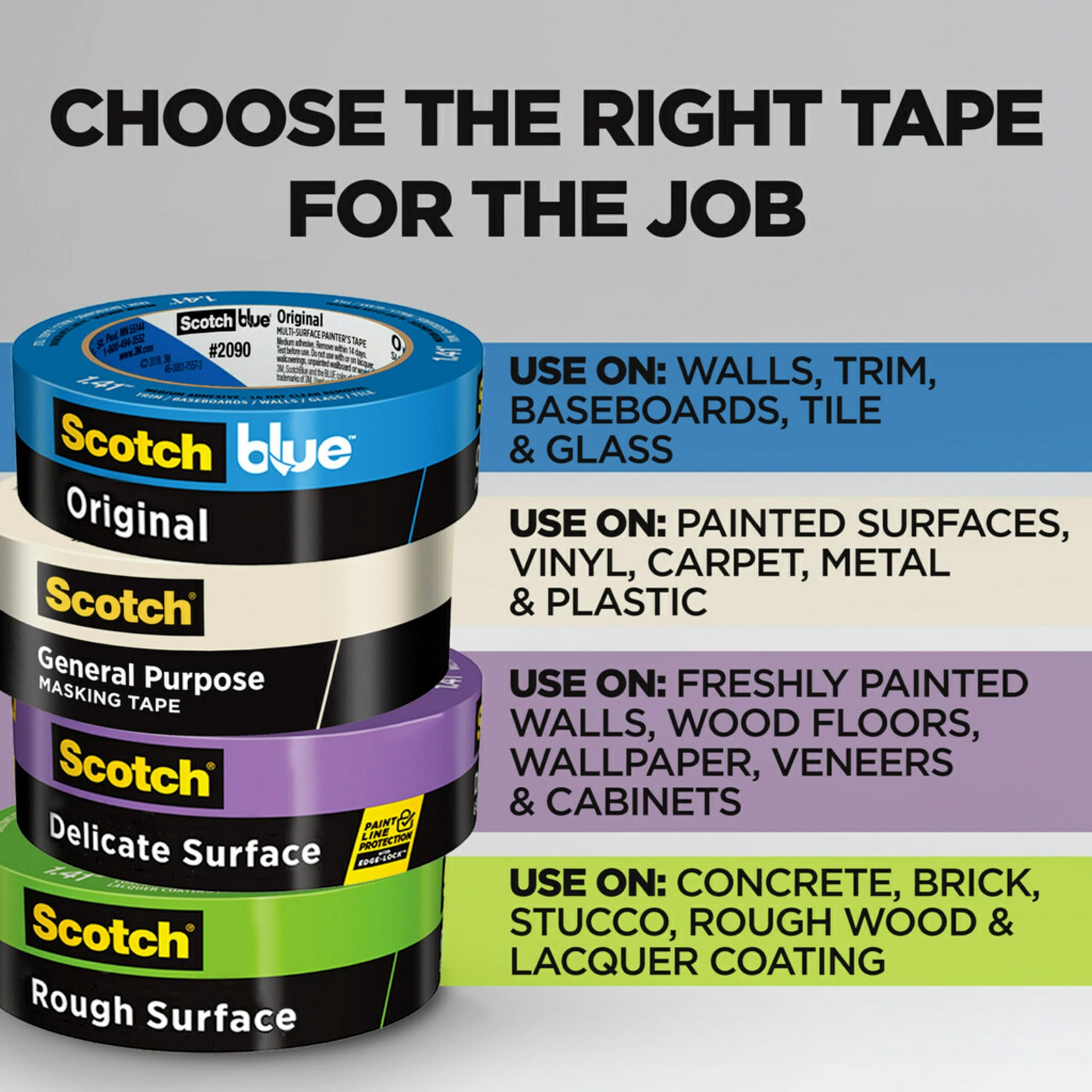 Scotch 2050-48MP 3M 2050 General Painting, 1.88-Inch x 60.1-Yard, 1-Pack Masking Tape, Width, Beige
