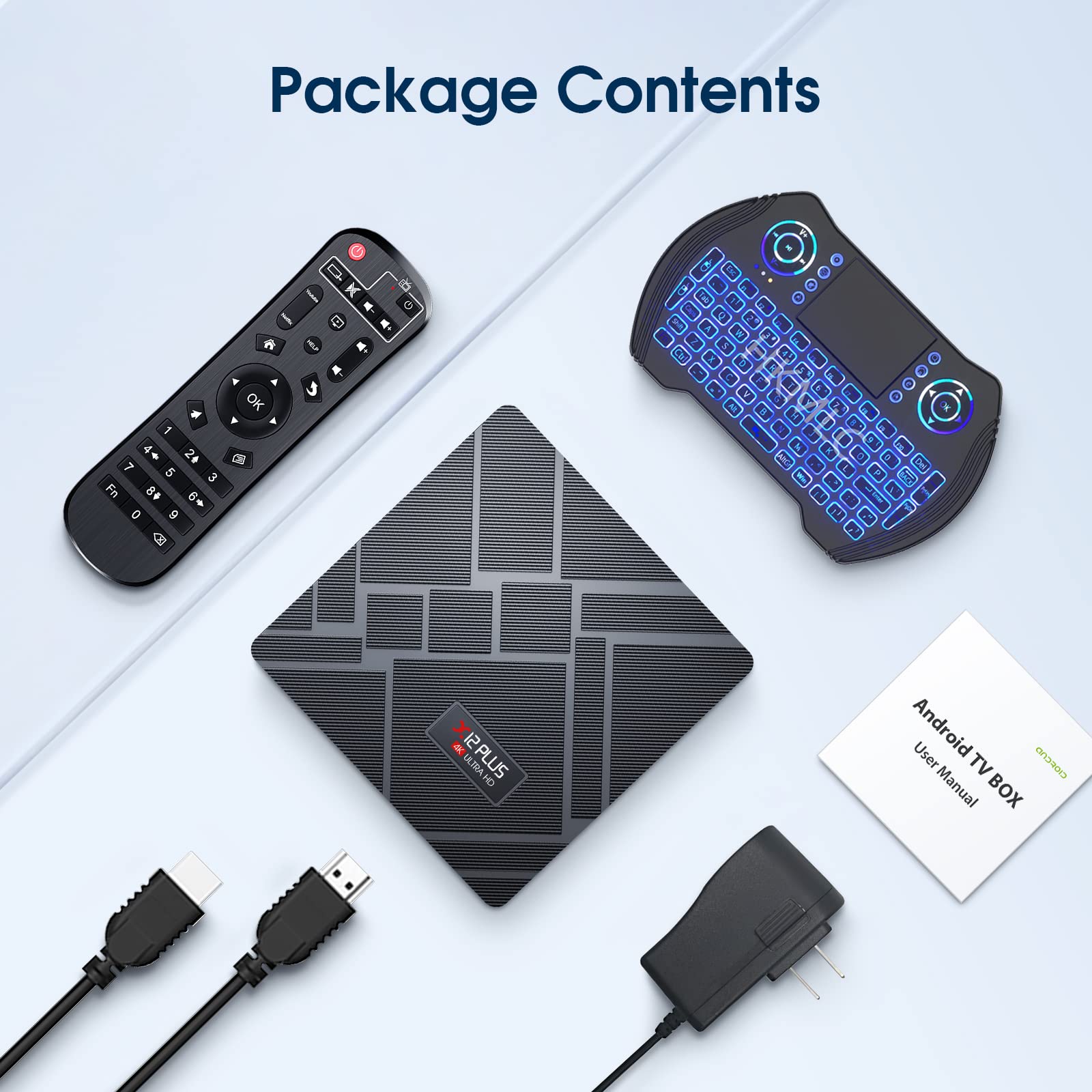 Android TV Box 11.0, X12 Plus Smart TV Box 4GB 32GB, RK3318 Chip Support 2.4G/5.8G WiFi6 100M Ethernet LAN Bluetooth 5.0 3D/6K Android Box Set Top TV Box