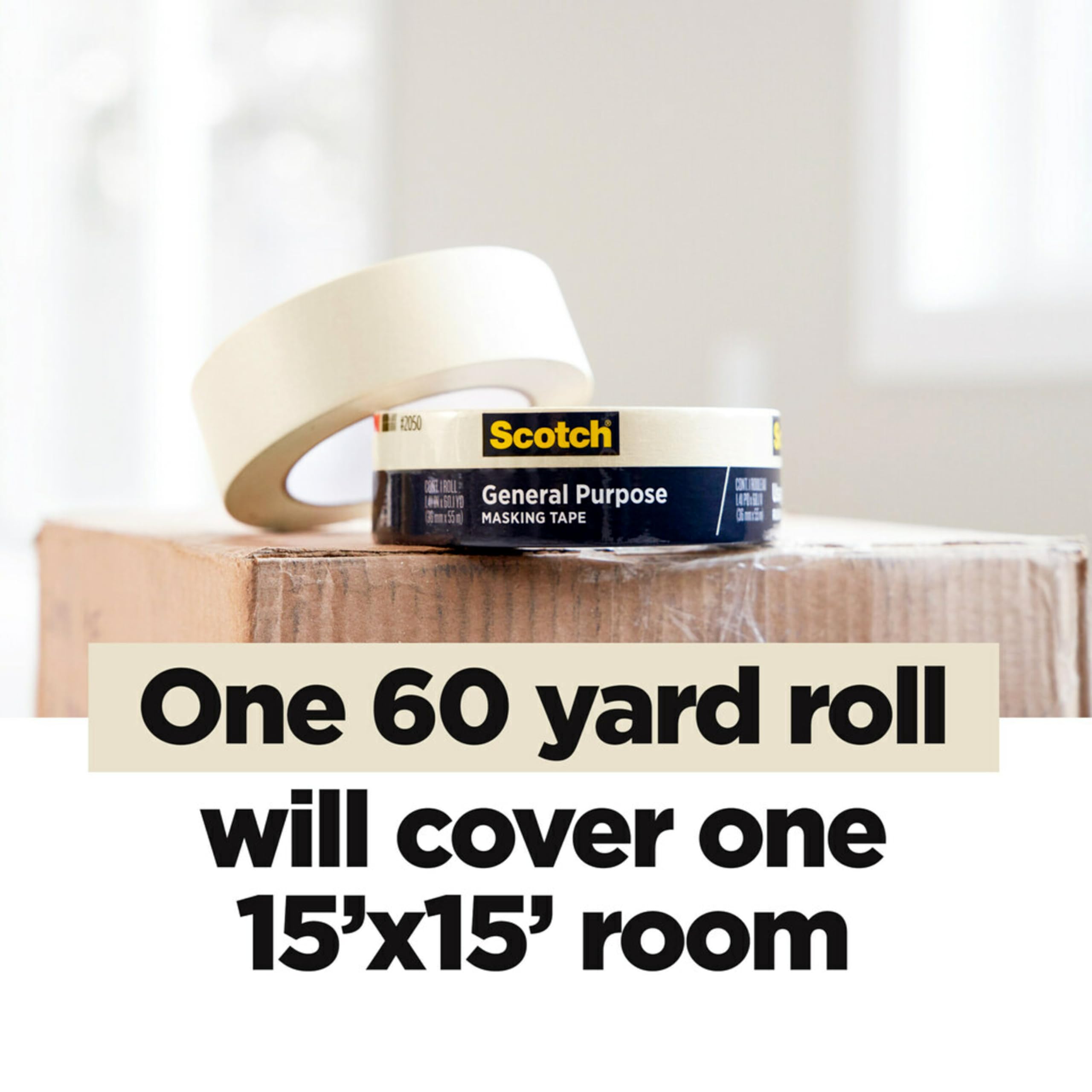 Scotch 2050-48MP 3M 2050 General Painting, 1.88-Inch x 60.1-Yard, 1-Pack Masking Tape, Width, Beige