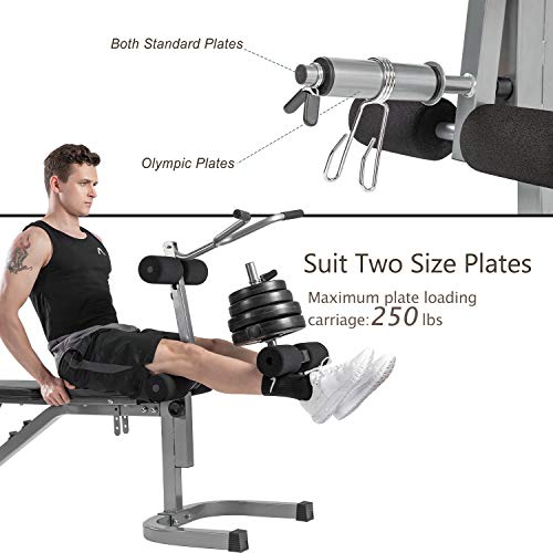 Merax Weight Bench with Leg Extension - 6+3 Positions Adjustable Olympic Utility Benches with Preacher Curl Upgrade Design