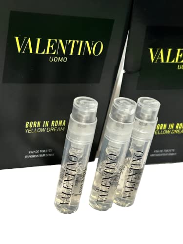 Valentino Uomo Born In Roma Yellow Dream Men Sample Spray Vial Eau De Toilette EDT Perfume (Set of 3)
