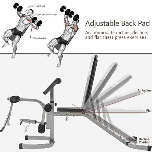 Merax Weight Bench with Leg Extension - 6+3 Positions Adjustable Olympic Utility Benches with Preacher Curl Upgrade Design