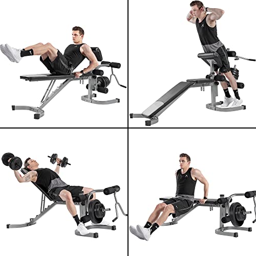 Merax Weight Bench with Leg Extension - 6+3 Positions Adjustable Olympic Utility Benches with Preacher Curl Upgrade Design